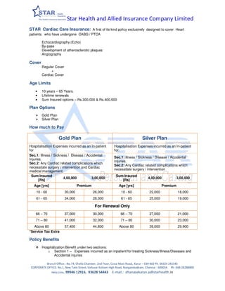 Star cardiac care health insurance | PDF