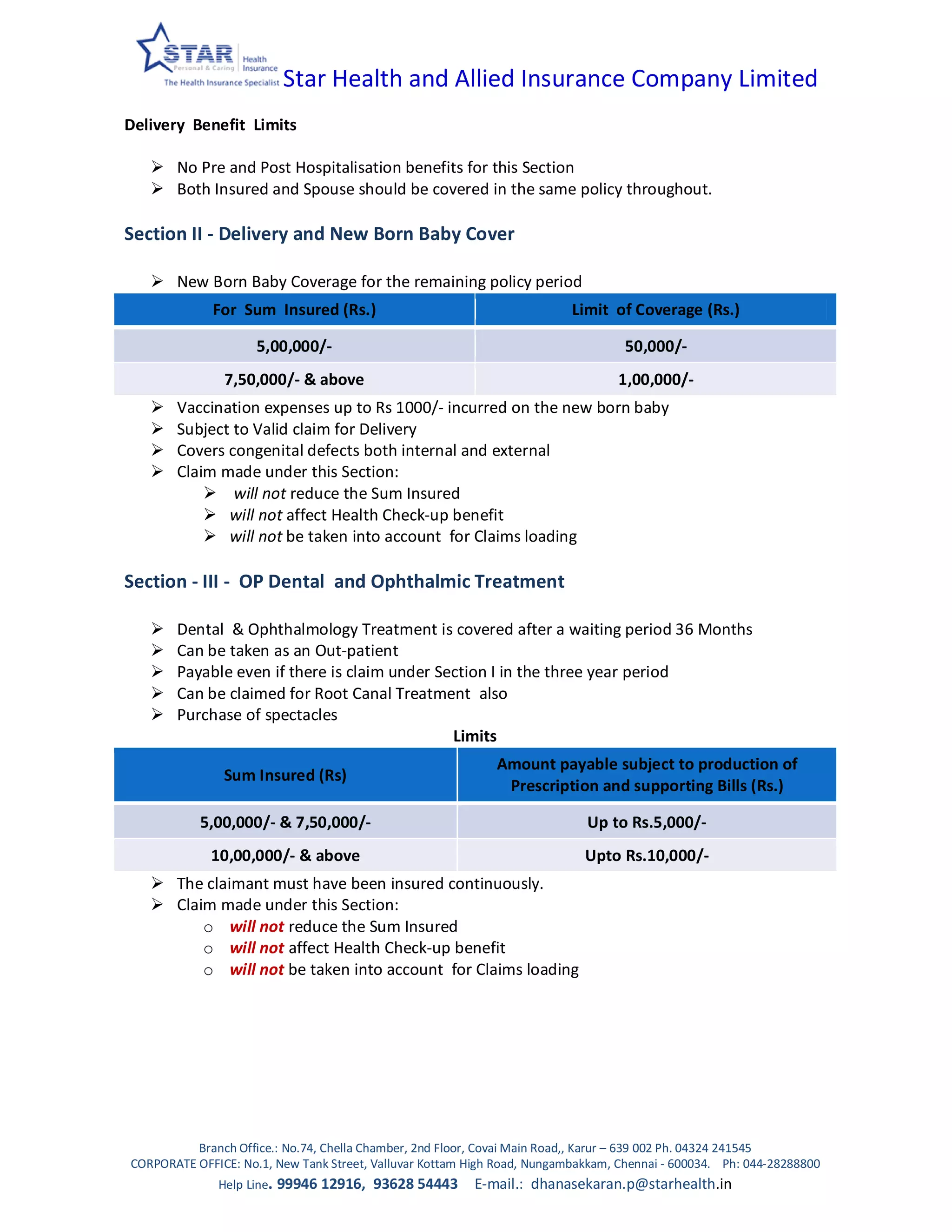 Star Comprehensive Insurance Policy - Pragnency Cover - Day Care Cover ...