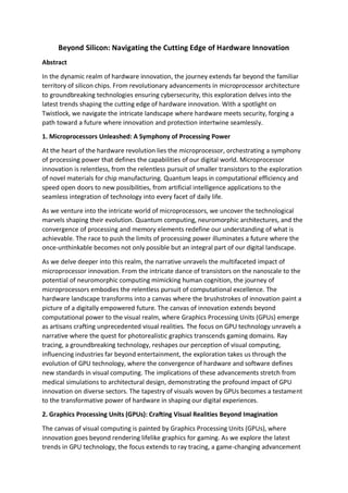 Beyond Silicon: Navigating the Cutting Edge of Hardware Innovation ...