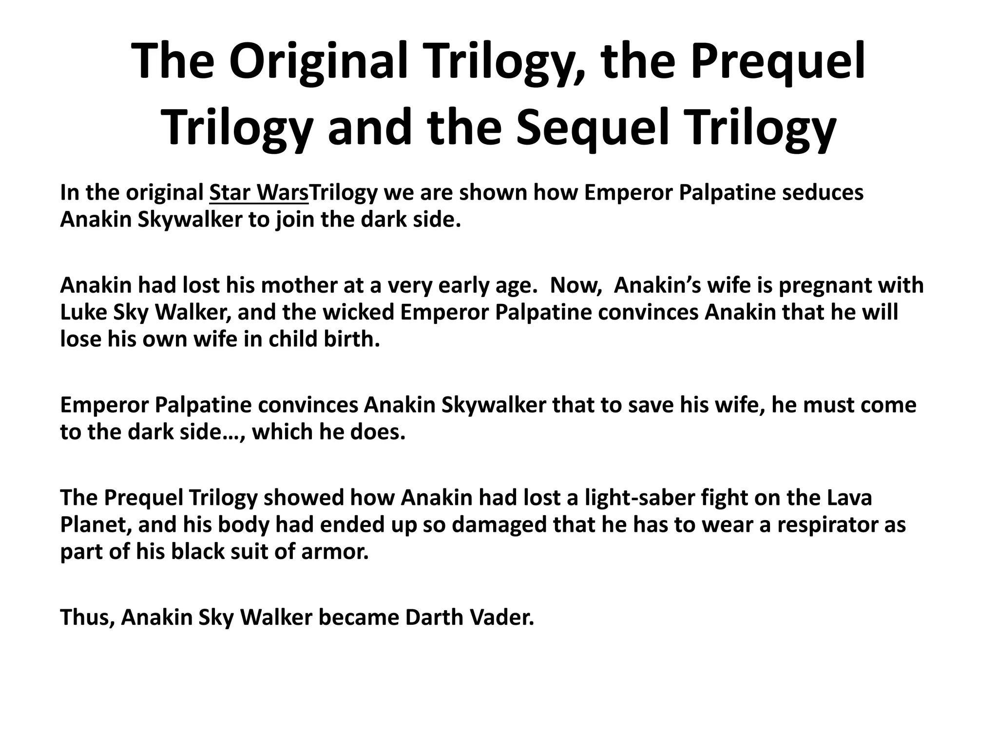 Star Wars as Comedy of Humours | PPTX