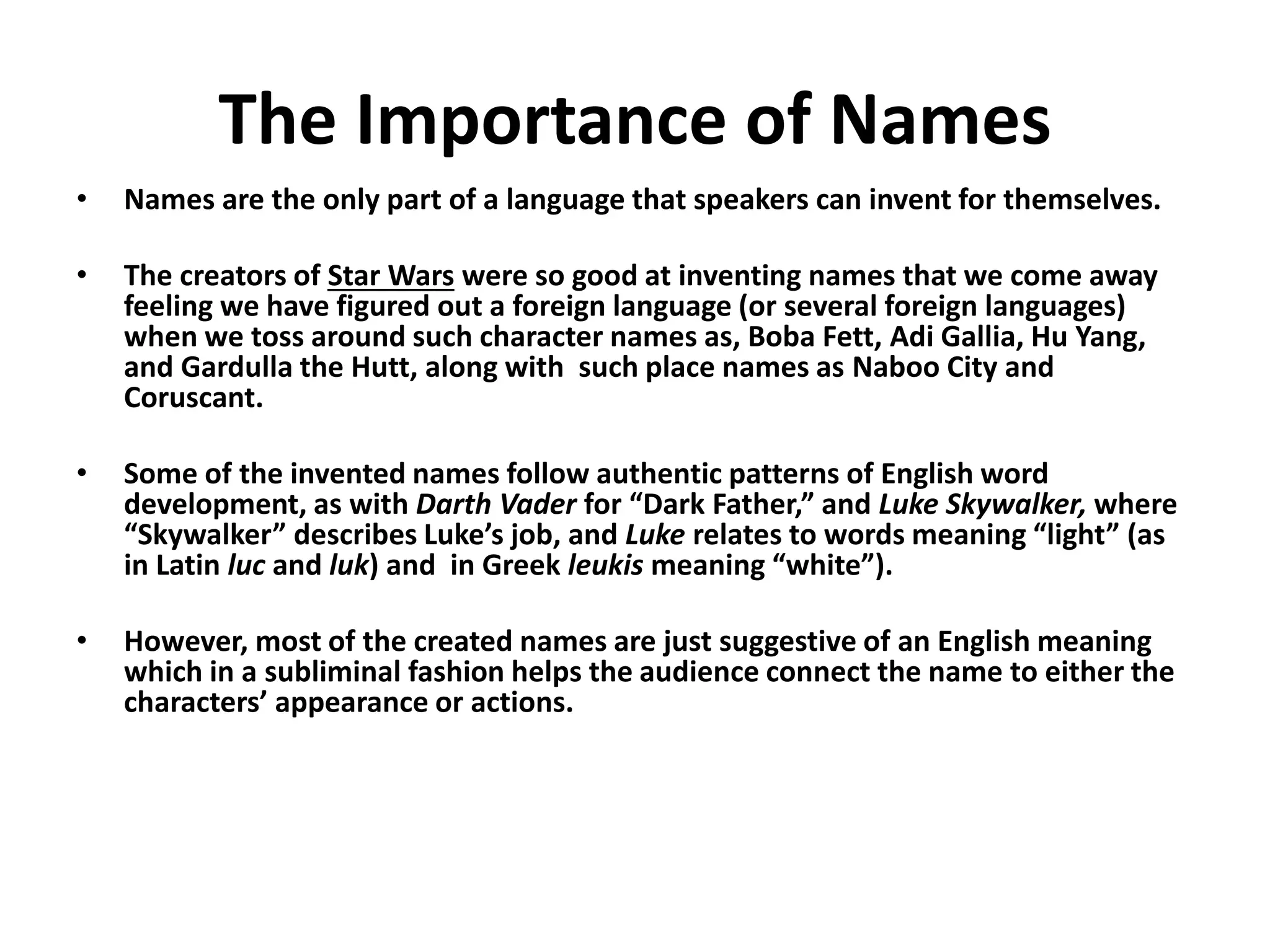 Star Wars as Comedy of Humours | PPTX