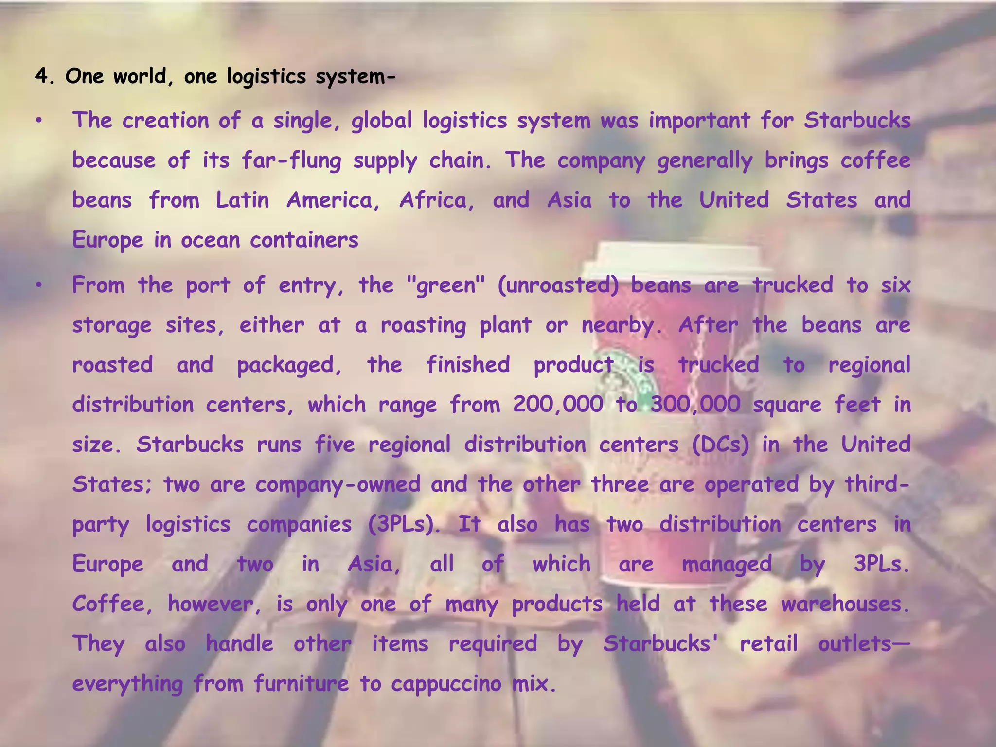 Supply Chain Management At Starbucks | PPTX