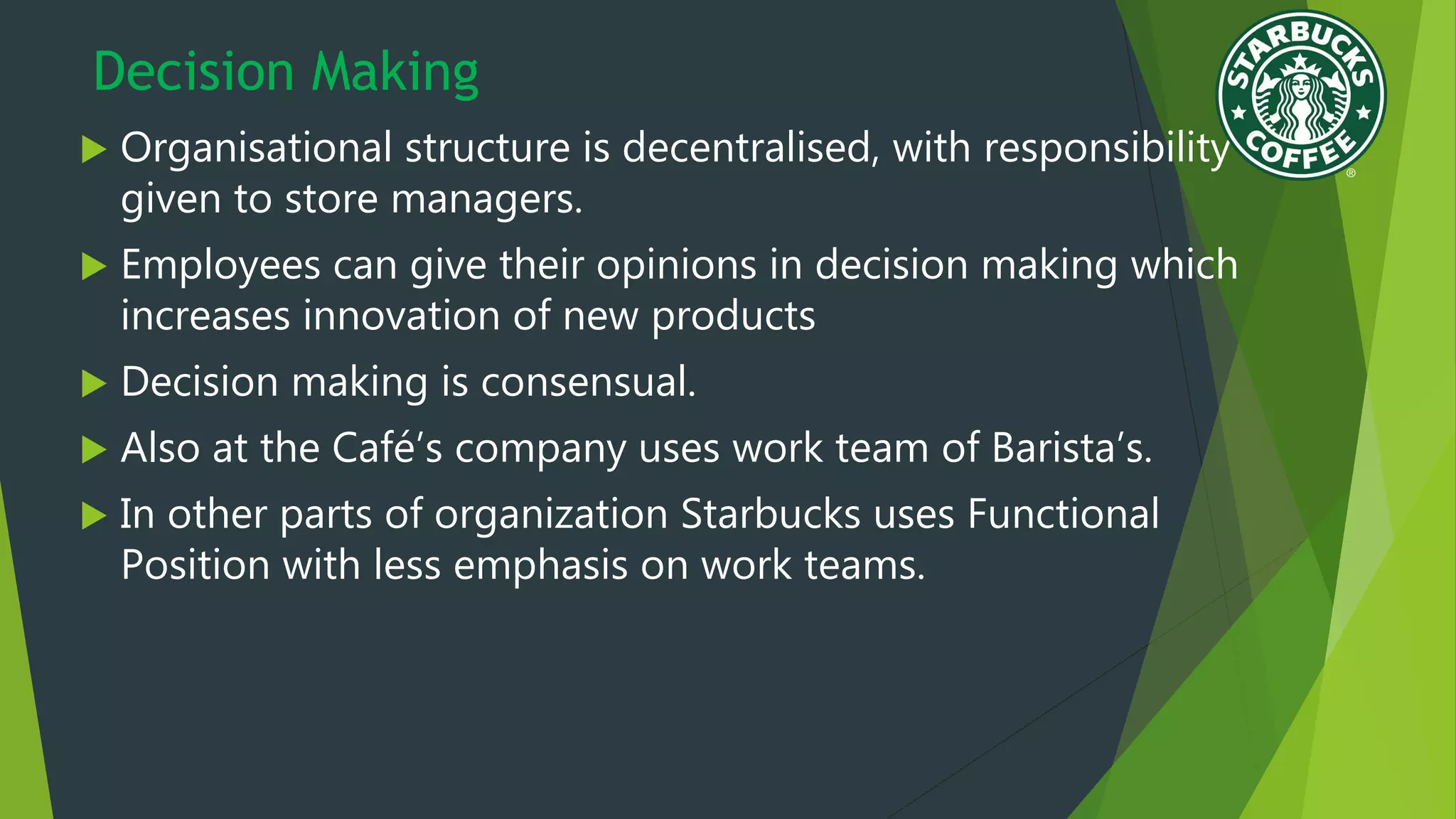 ORGANIZATIONAL STRUCTURE AT STARBUCKS | PPTX
