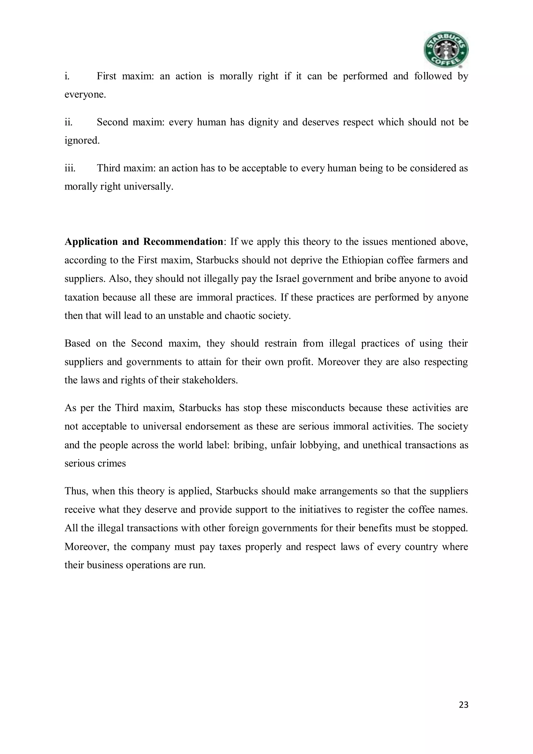 Practice of Business Ethics at STARBUCKS | PDF