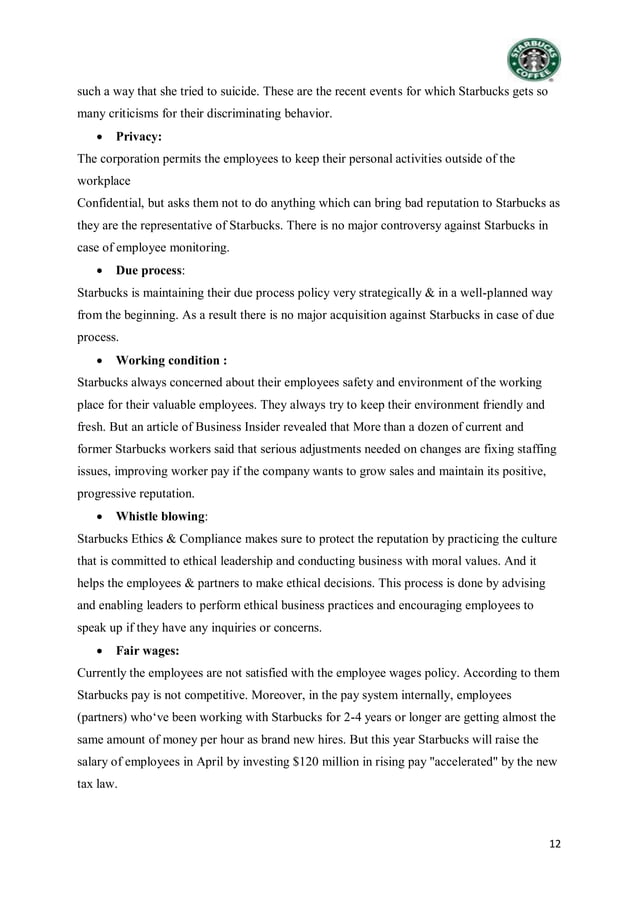 Practice of Business Ethics at STARBUCKS | PDF | Logistics | Business