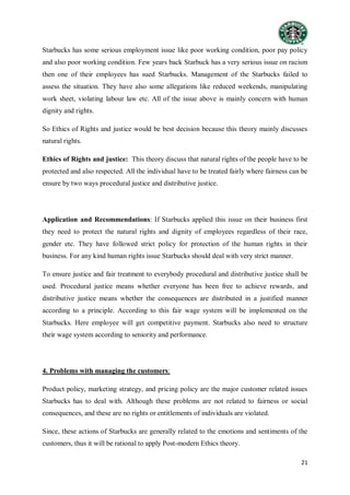 Practice of Business Ethics at STARBUCKS | PDF