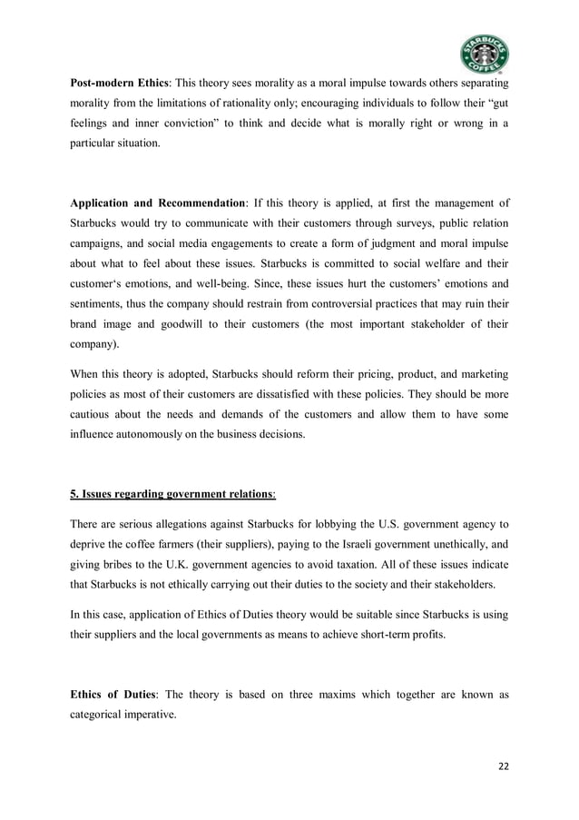Practice of Business Ethics at STARBUCKS | PDF | Logistics | Business