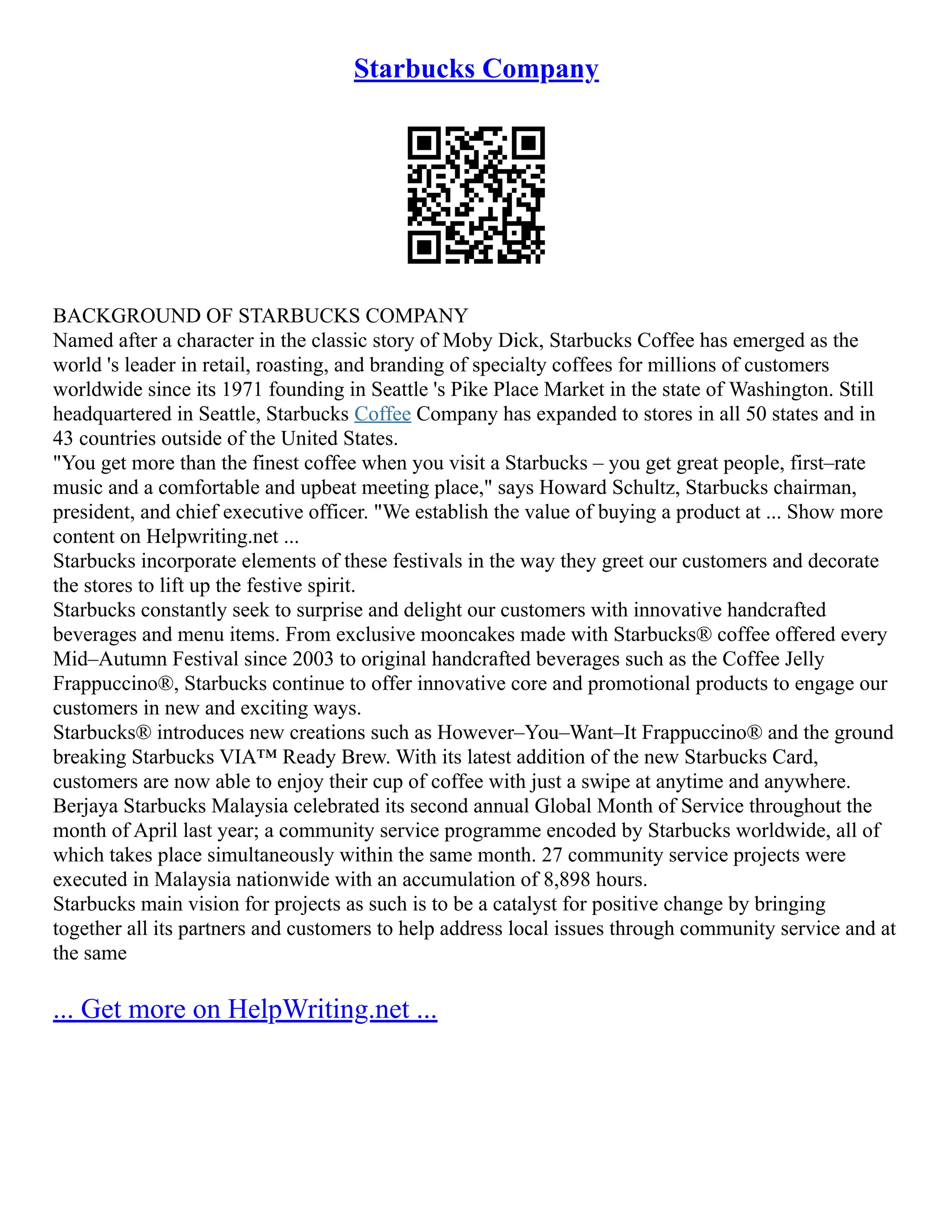 Starbucks Company | PDF