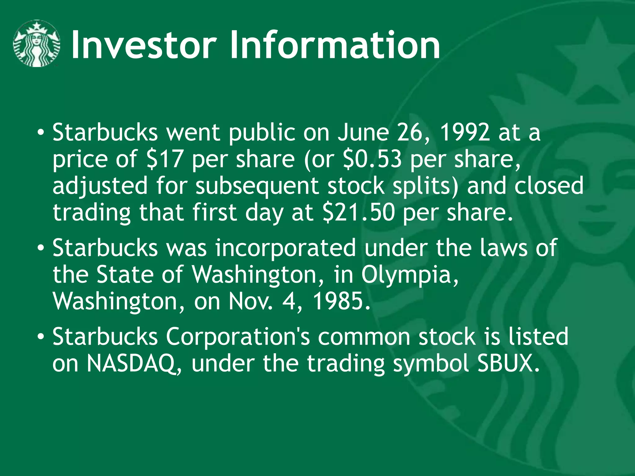 Starbucks company profile | PPTX