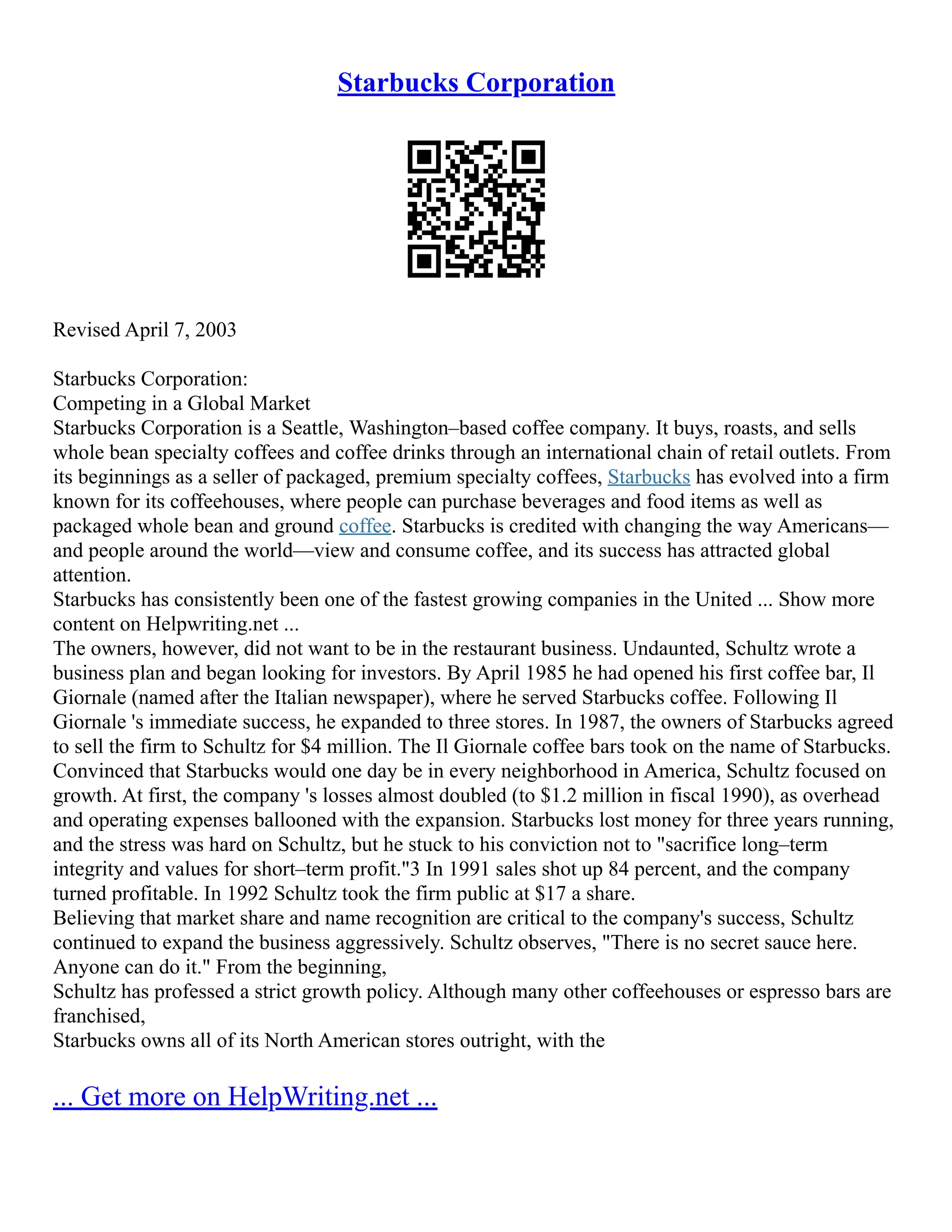 Starbucks Corporation ( Sbux ) | PDF