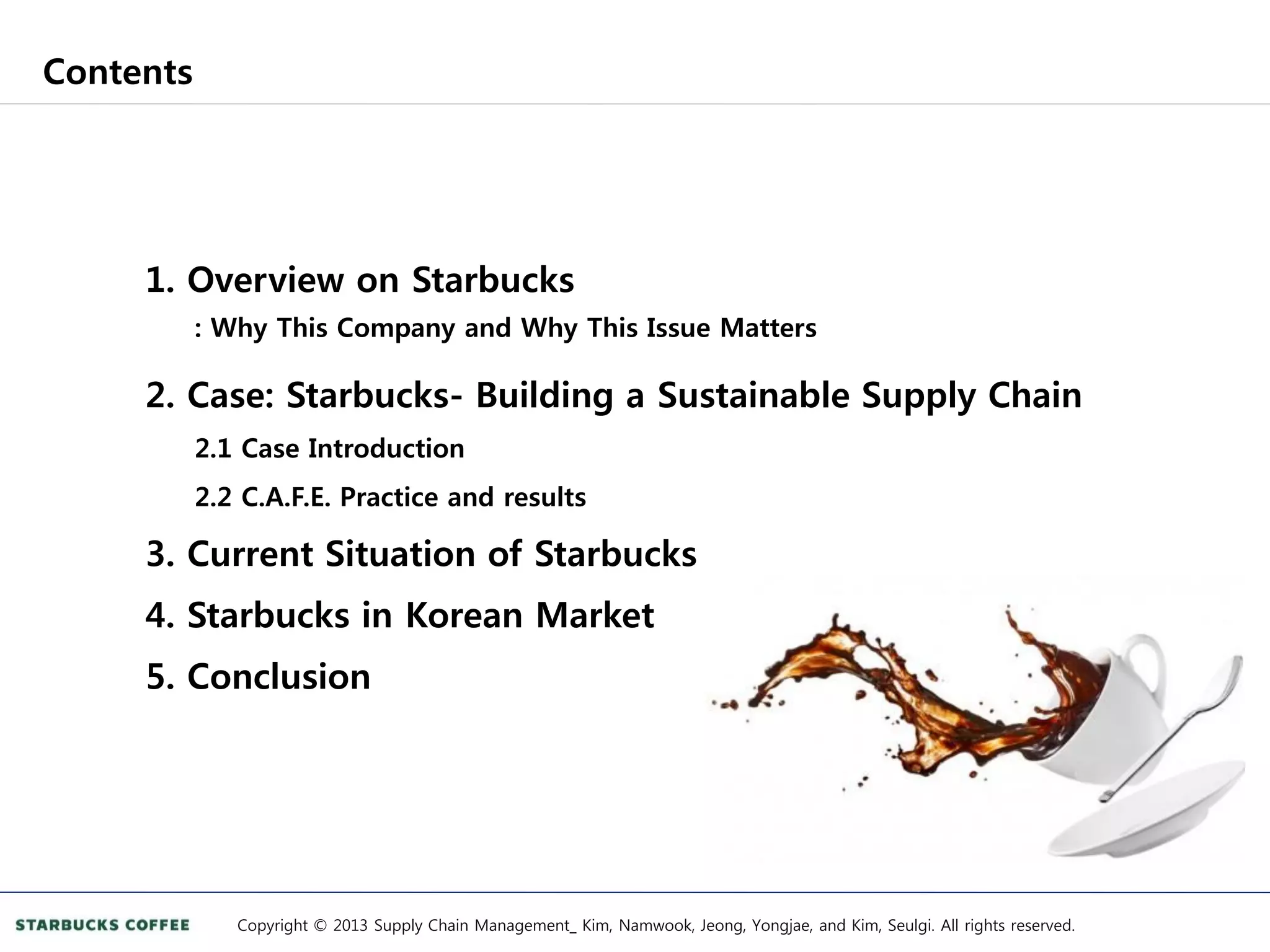 Starbucks Case Study : Building Sustainable Supply Chain | PDF