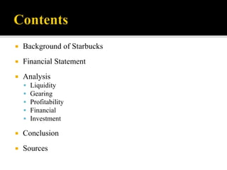 Starbucks financial presentation | PPTX