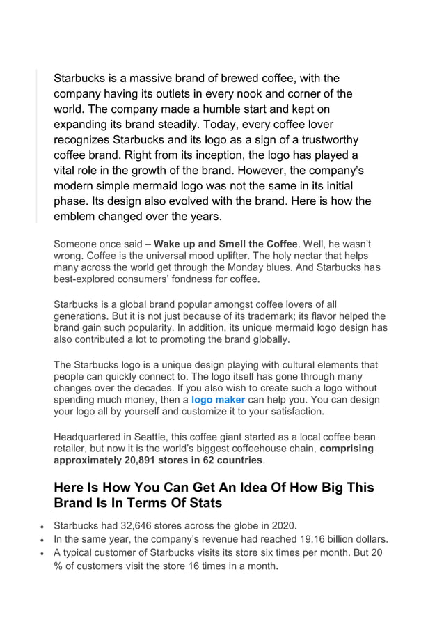 Starbucks Logo – An Overview of Design, History And Evolution | PDF
