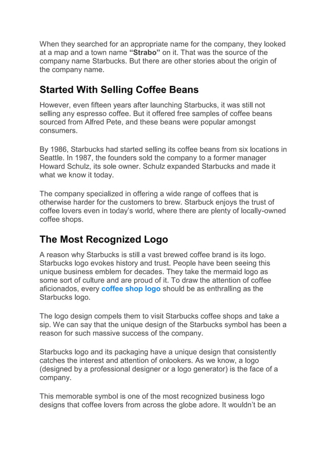 Starbucks Logo – An Overview of Design, History And Evolution | PDF