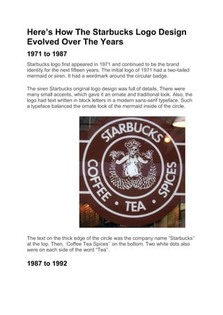 Starbucks Logo – An Overview of Design, History And Evolution | PDF