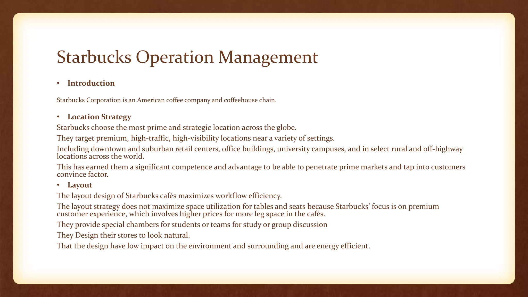 Starbucks operation management | PPTX