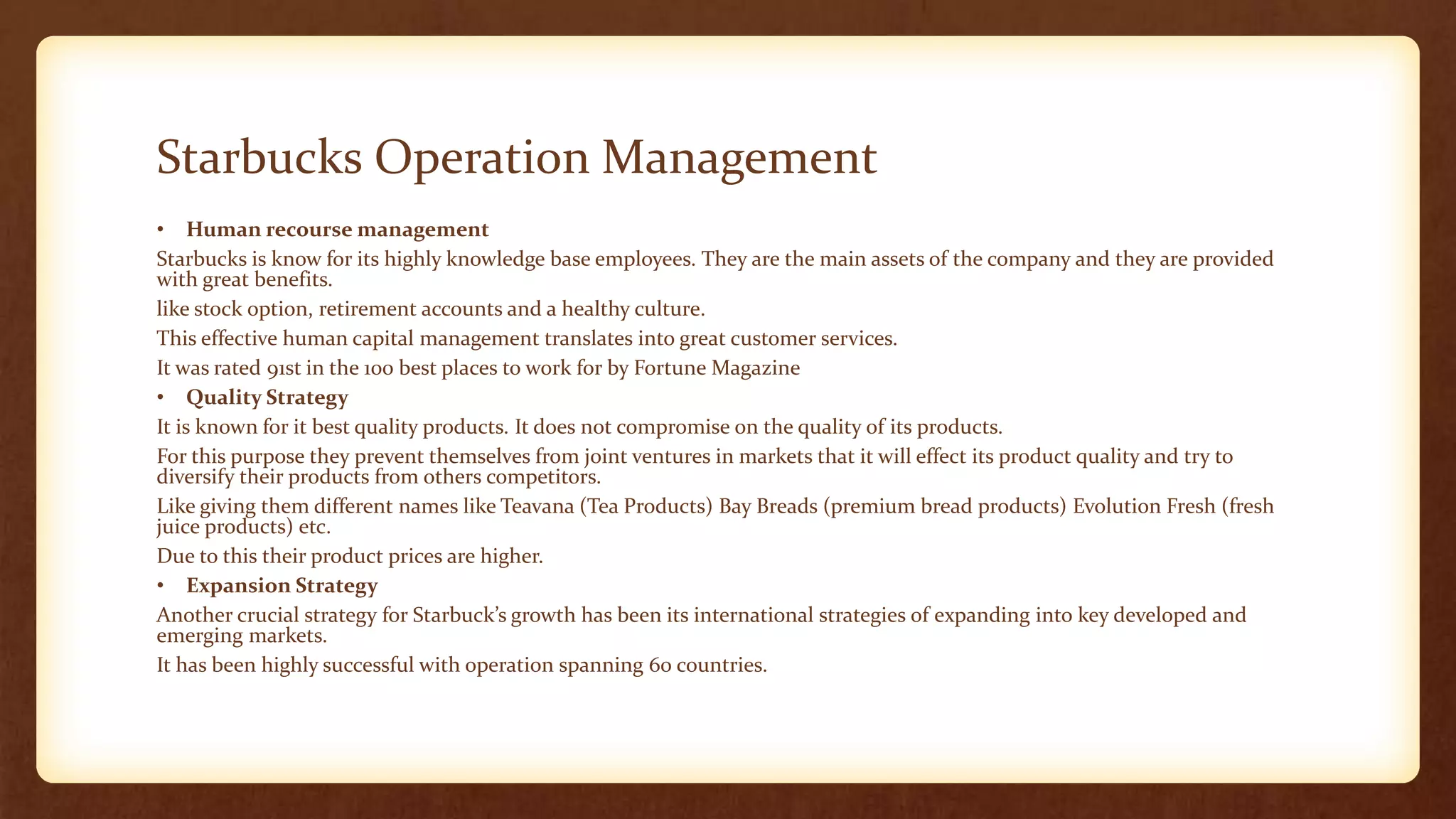 Starbucks operation management | PPTX