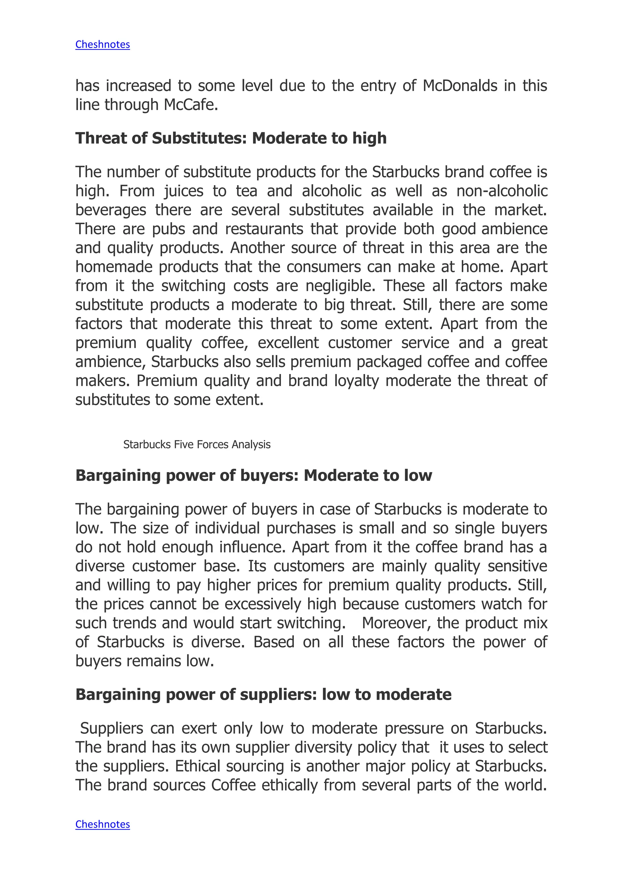 Starbucks porter's five forces analysis | PDF