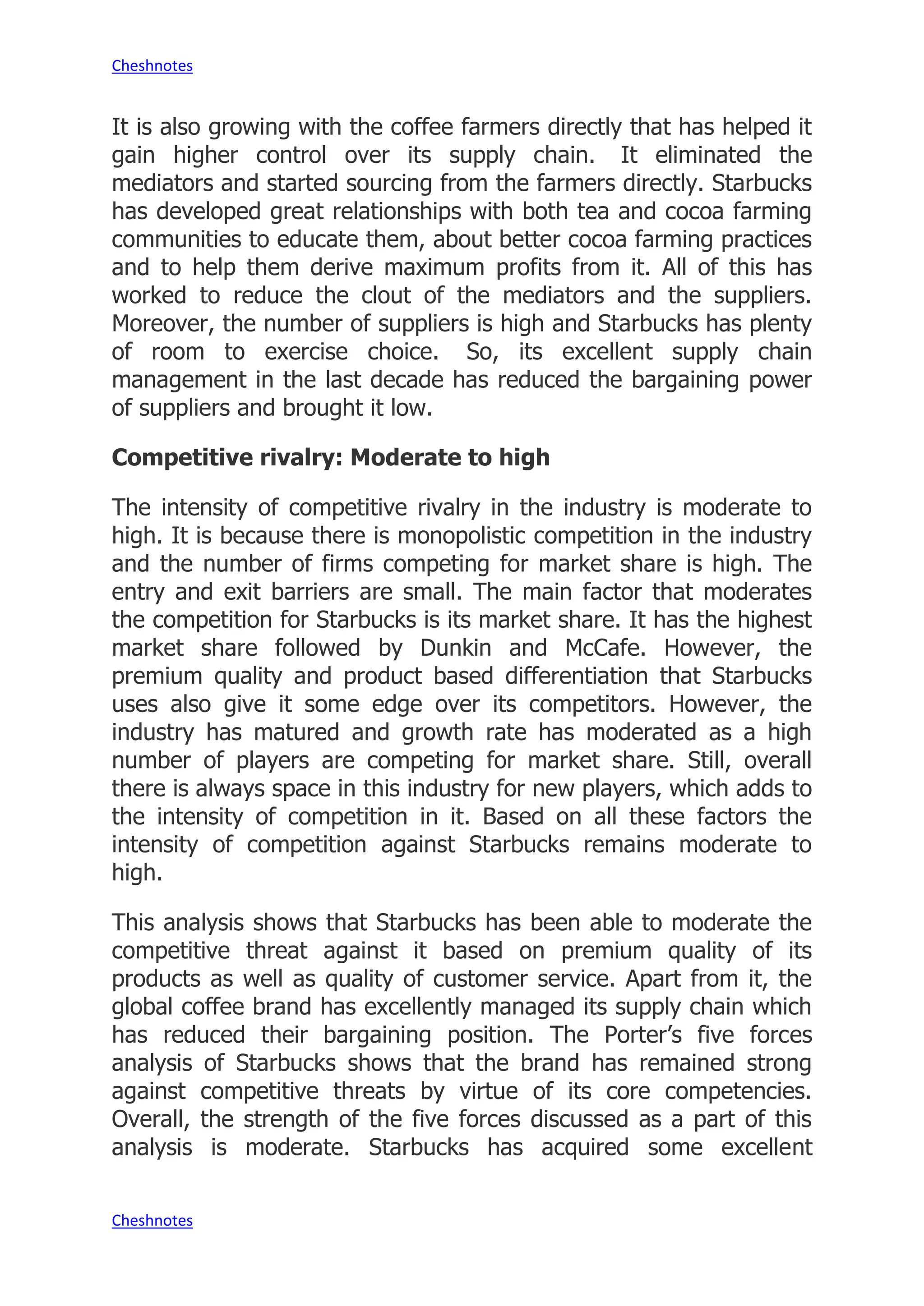 Starbucks porter's five forces analysis | PDF