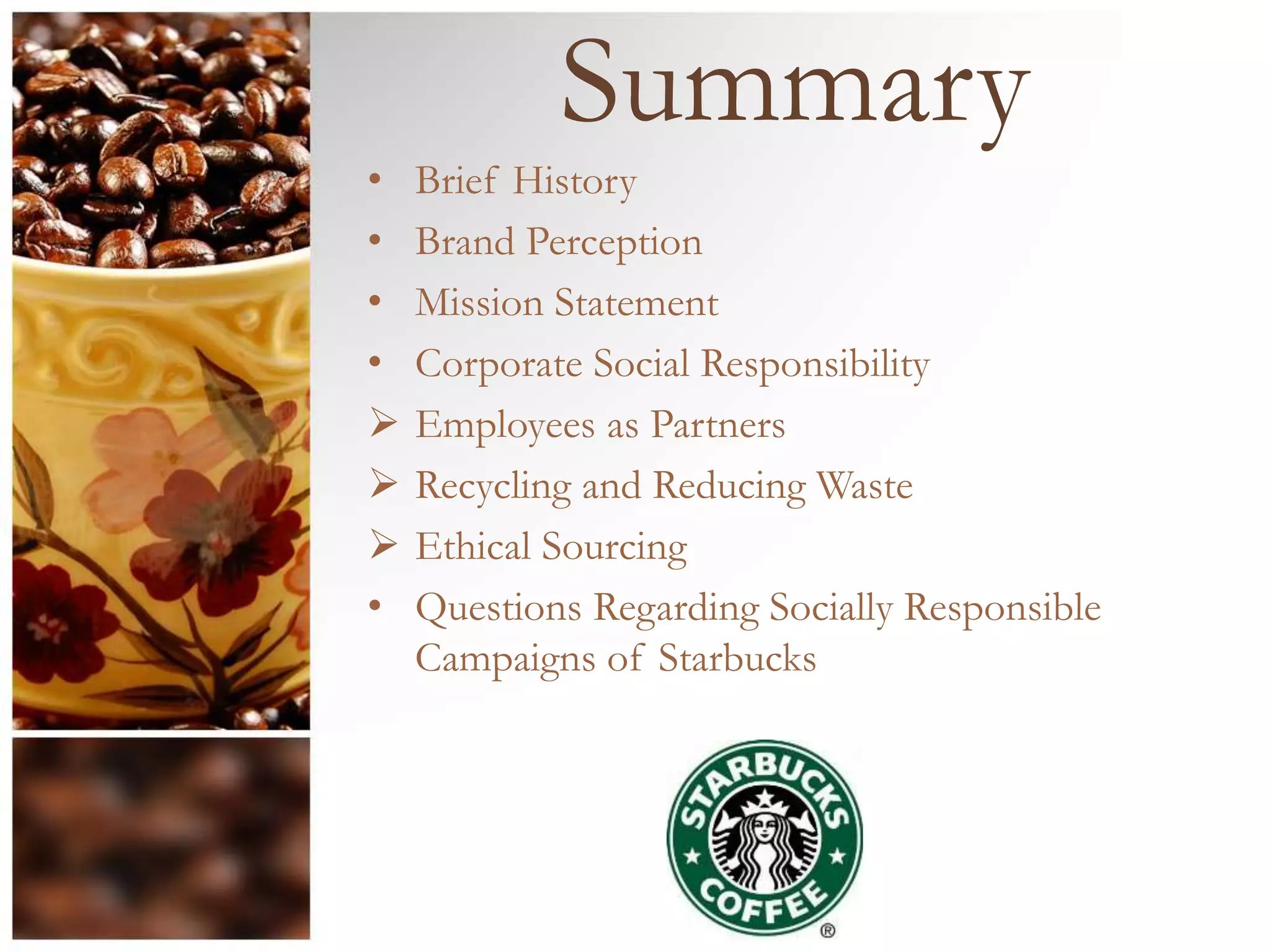 Starbucks Socially Responsible Company | PPTX