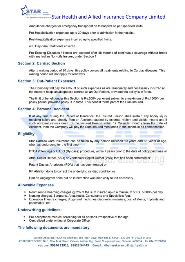 Star Cardiac Care Insurance Policy_Revised Premium | PDF