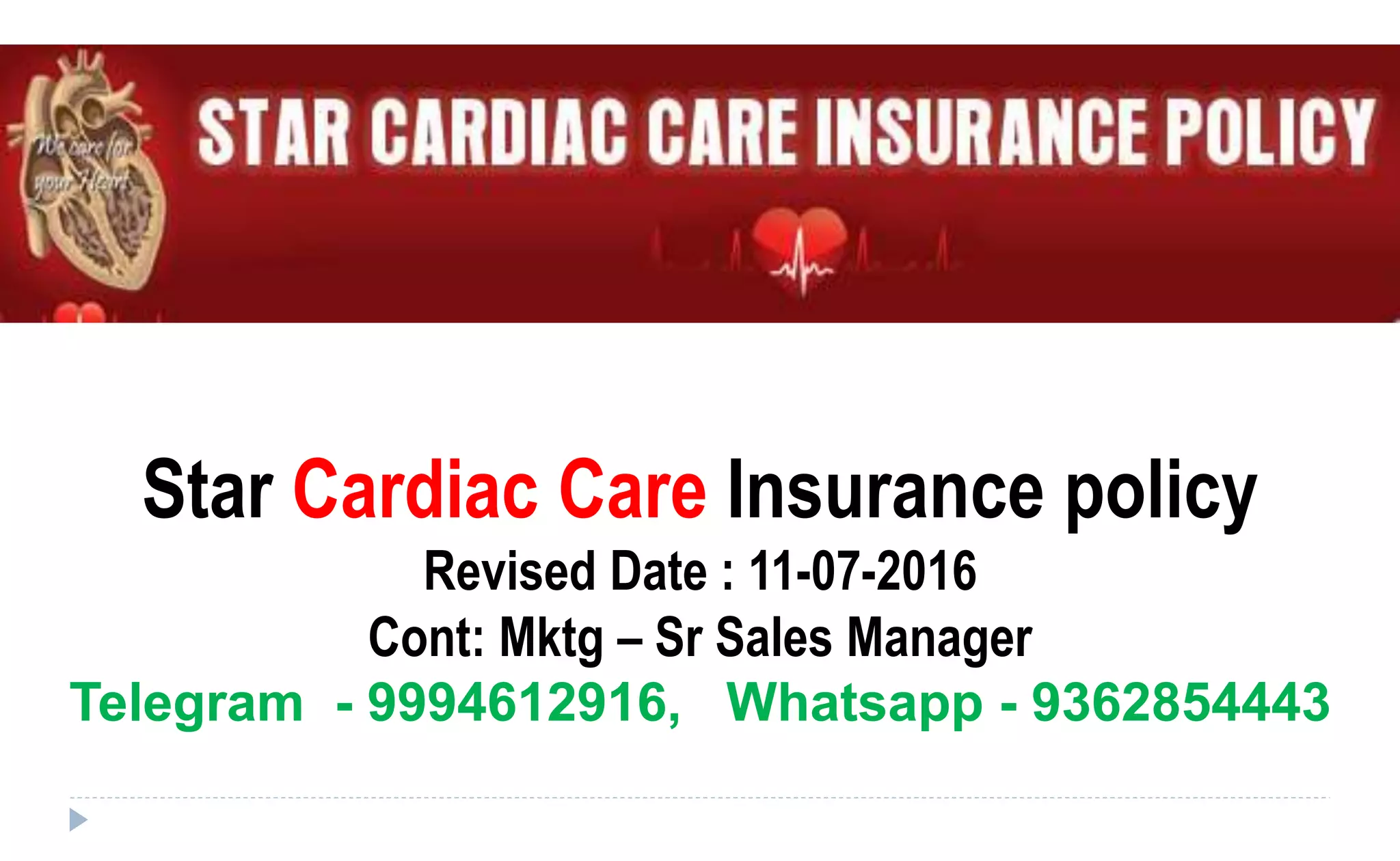 Star Cardiac Care Insurance Policy | PPTX