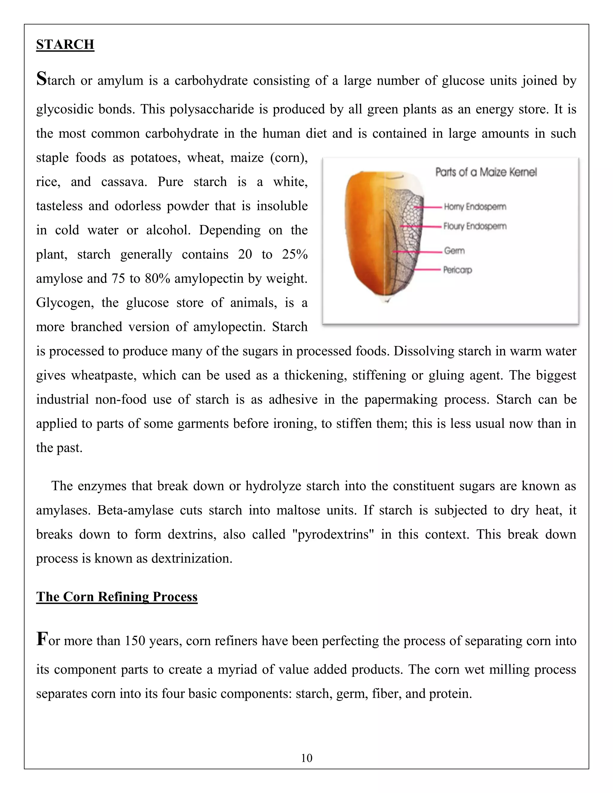Starch and glucose production in large scale | PDF