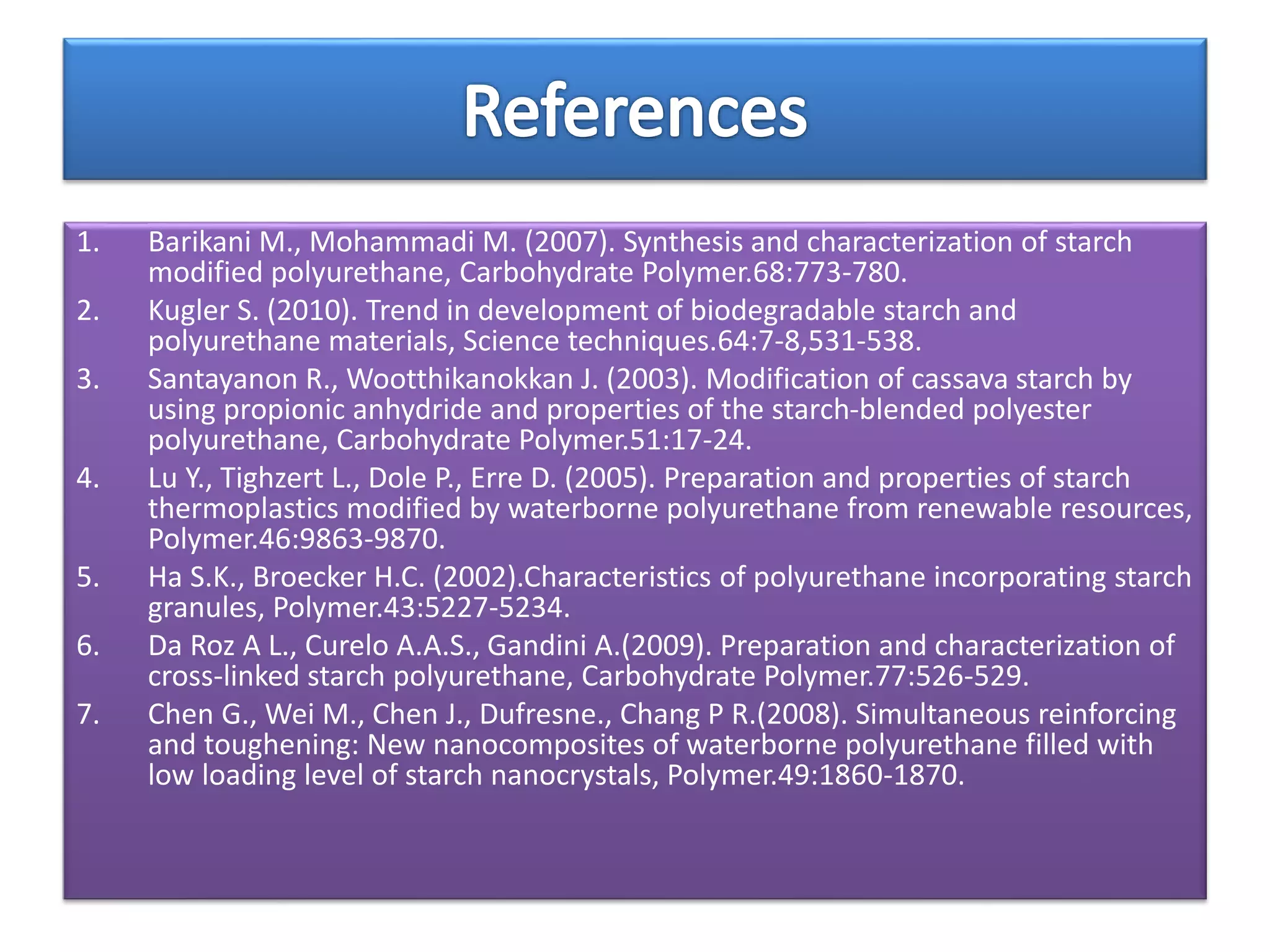 Starch based polyurethane | PPTX