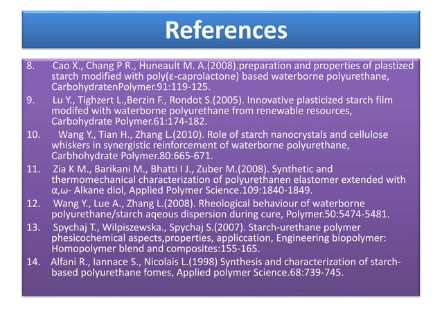 Starch based polyurethane | PPTX