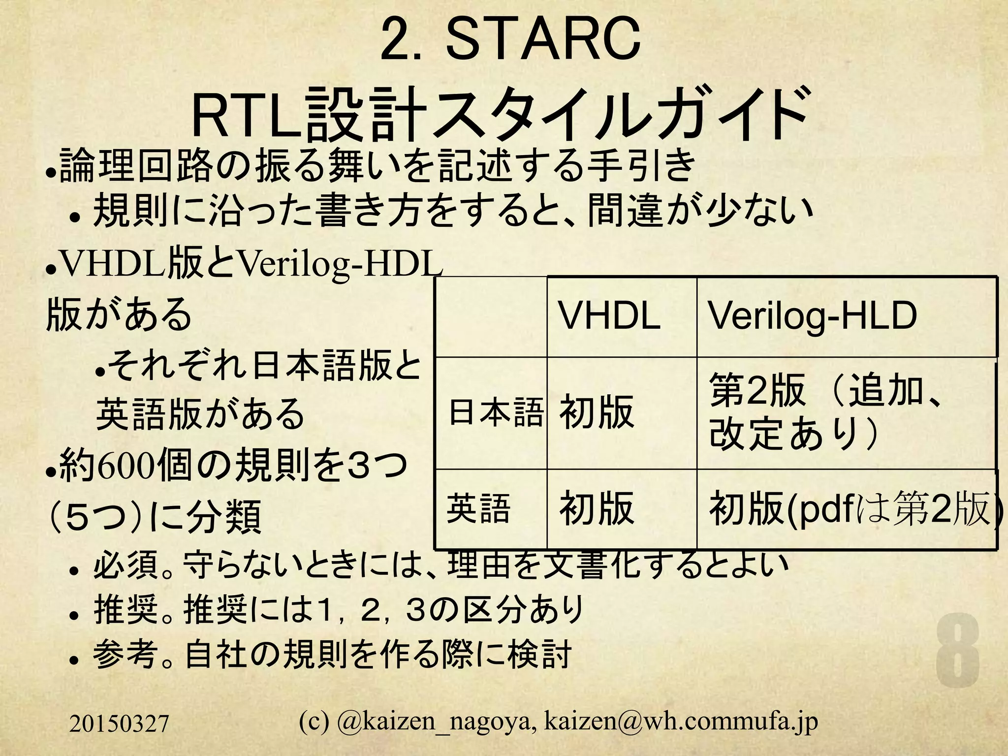 How to use STARC RTL Design Style Guide Verilog-HDL 2011 version | PPTX