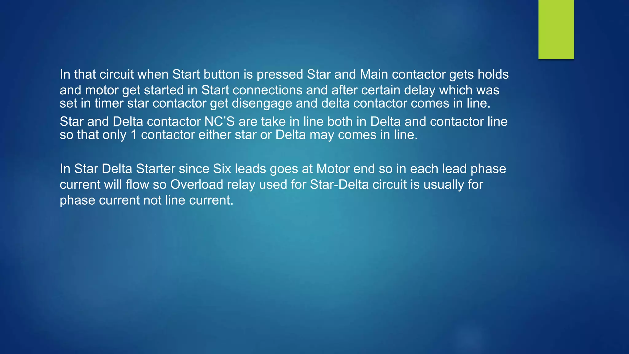 Star delta starter circuit for protection of motor | PPTX