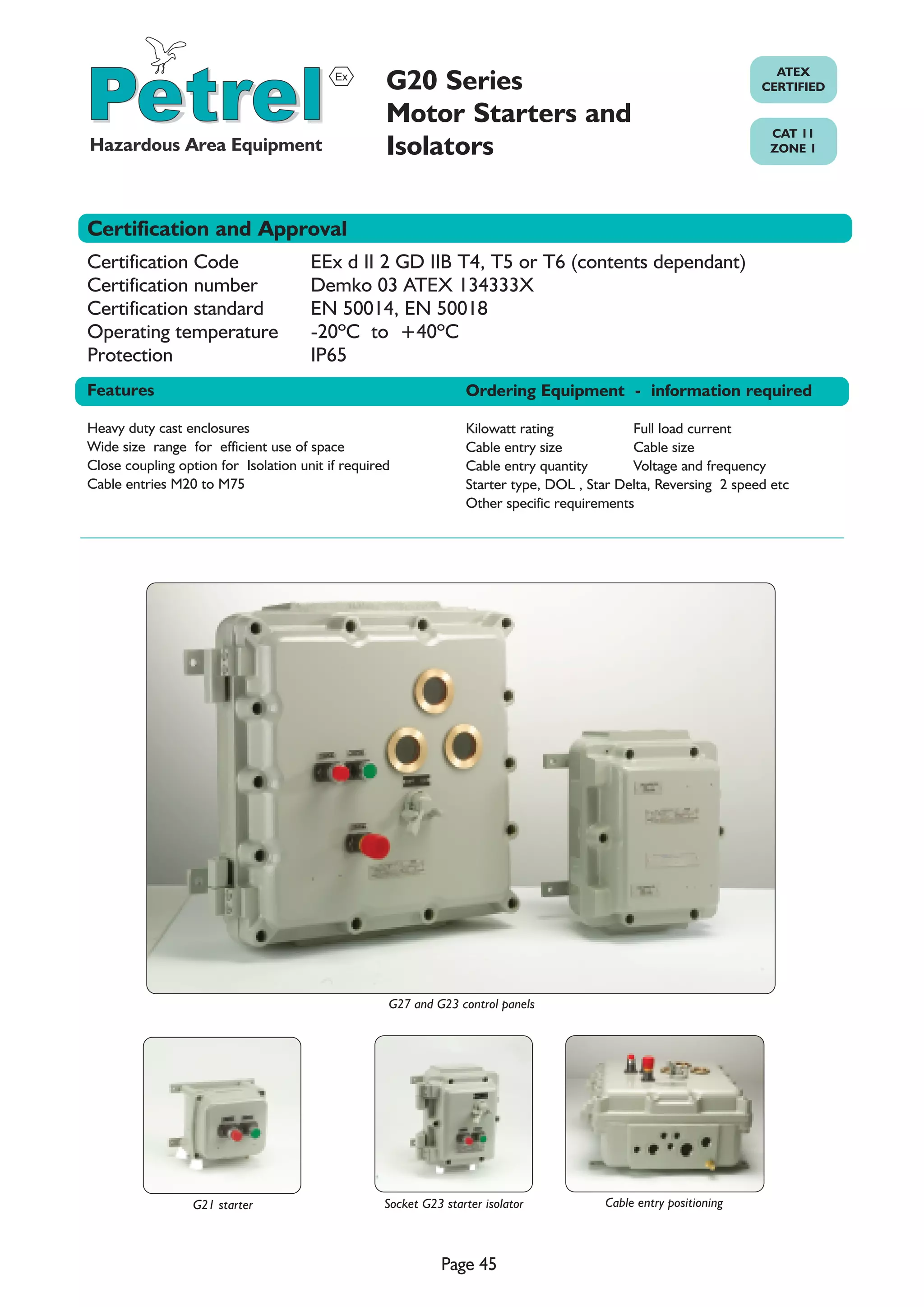 Star Delta Starters & Isolators 37KW ATEX Certified Zone 1 Hazardous ...