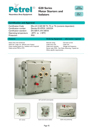 Star Delta Starters & Isolators 37KW ATEX Certified Zone 1 Hazardous ...