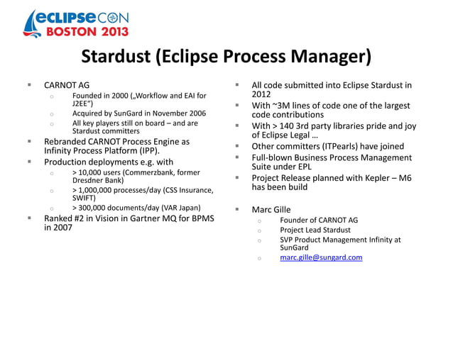 Stardust orion integration - orion soa symposium - eclipse con 2013 | PPT