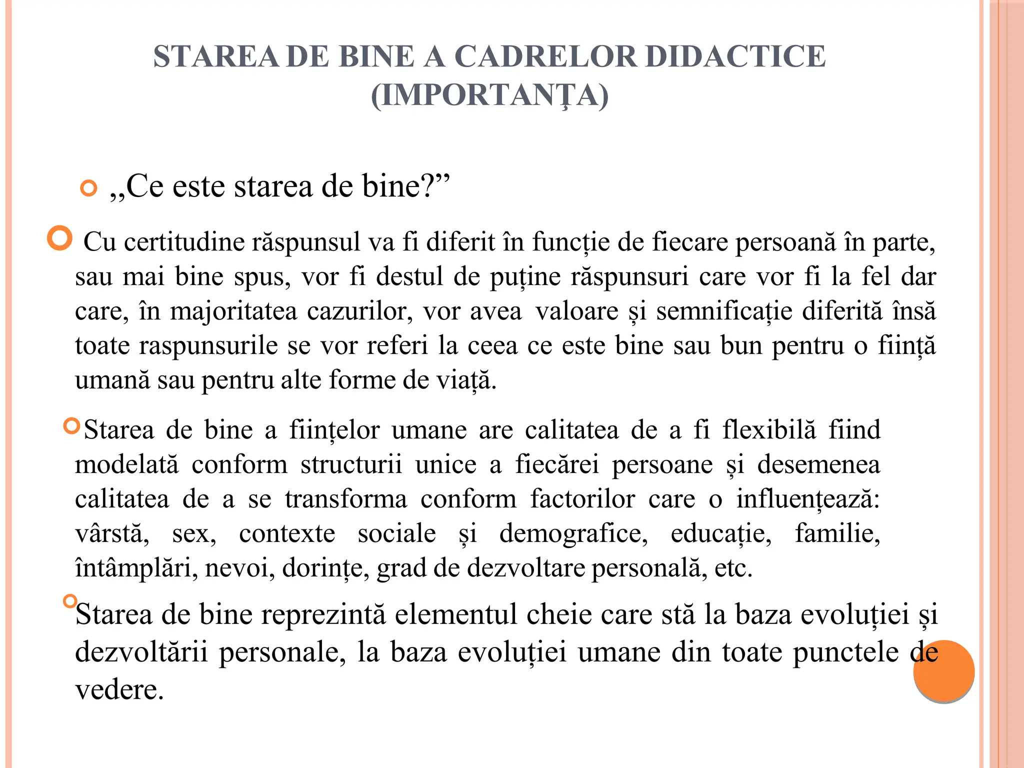 Starea de bine a profesorilor | PPTX