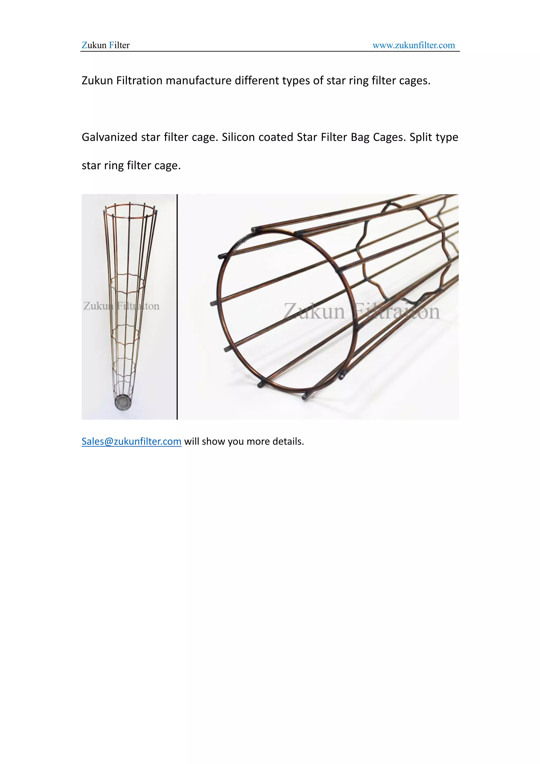 Star Filter Cages From Zukun Filtration | PDF