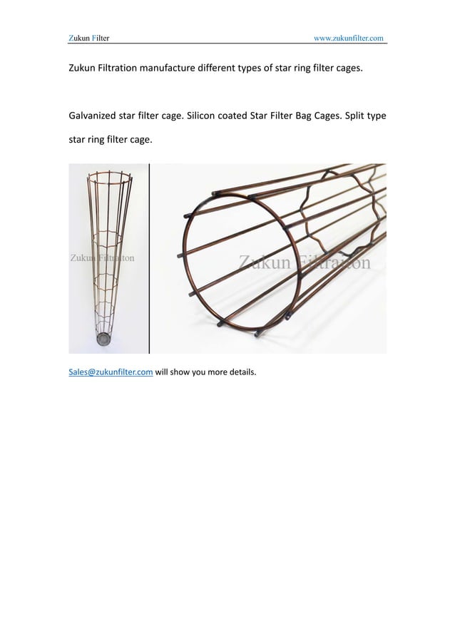 Star Filter Cages From Zukun Filtration | PDF
