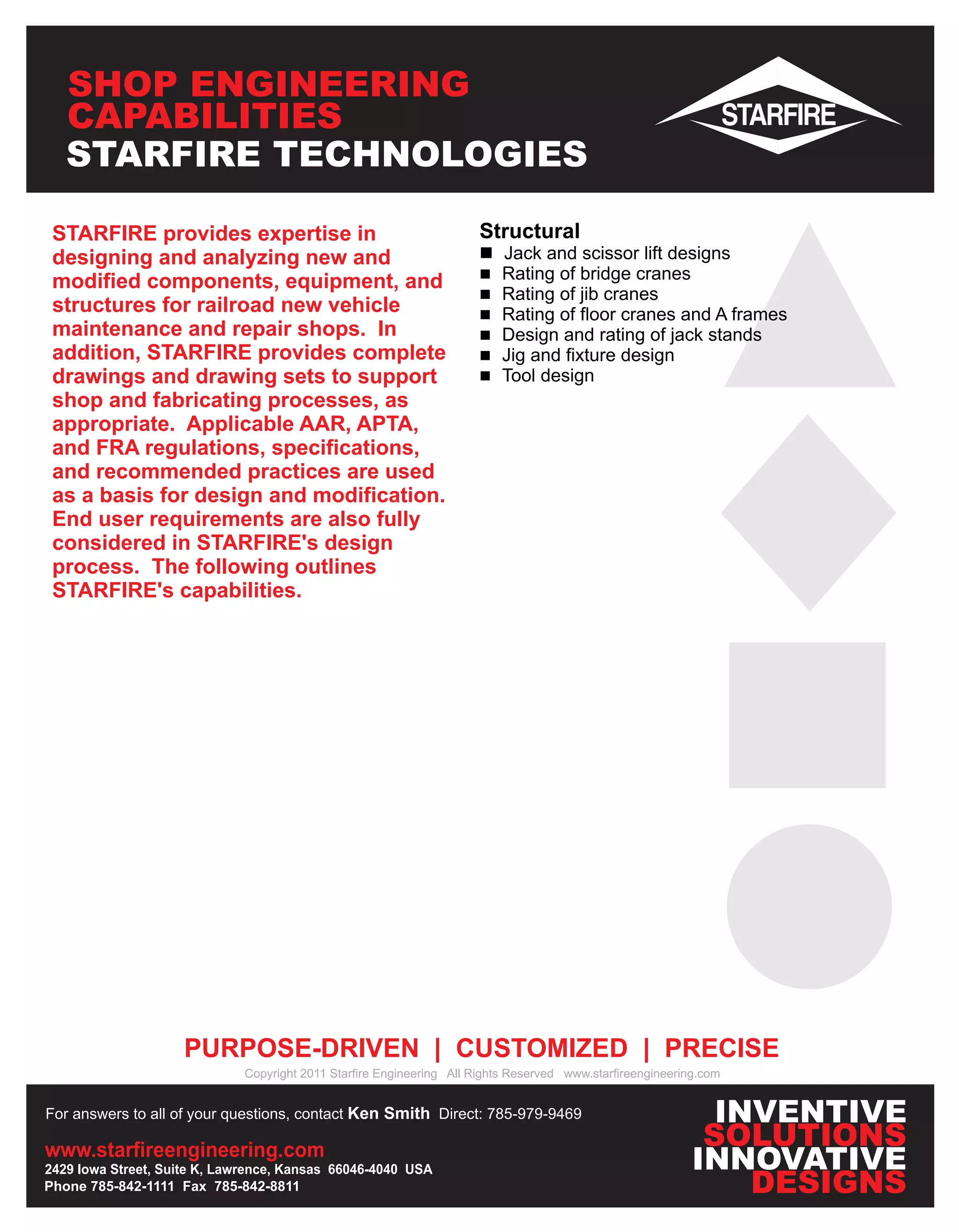 Starfire Engineering Shop Engineering Capabilities | PDF
