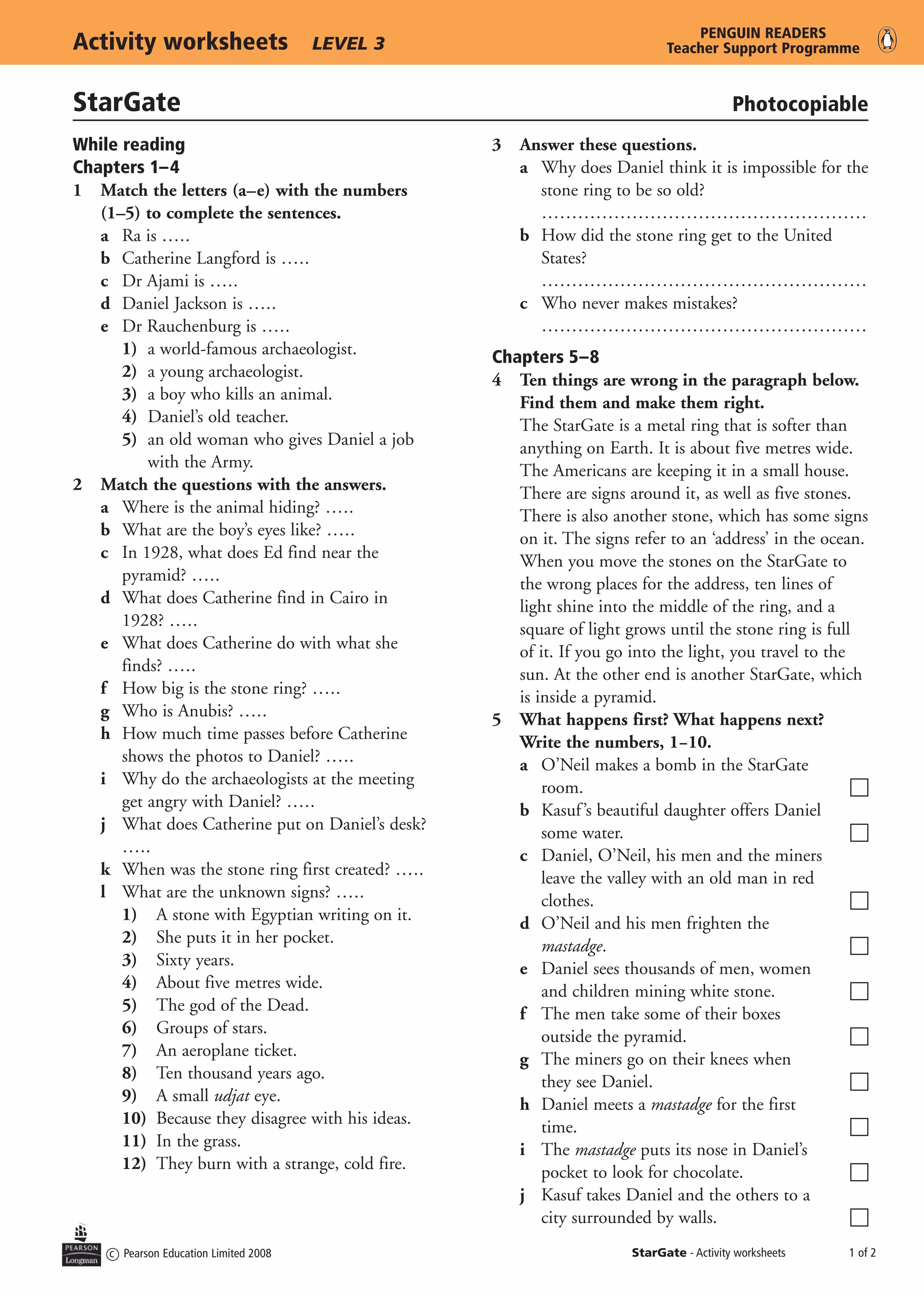 Star gate activity worksheets | PDF