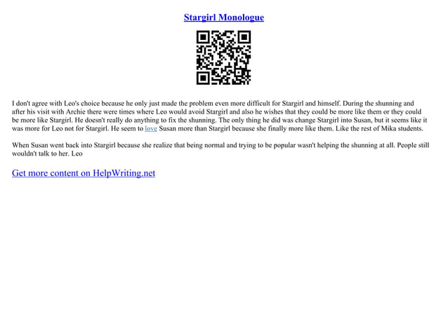 Stargirl Monologue | PDF