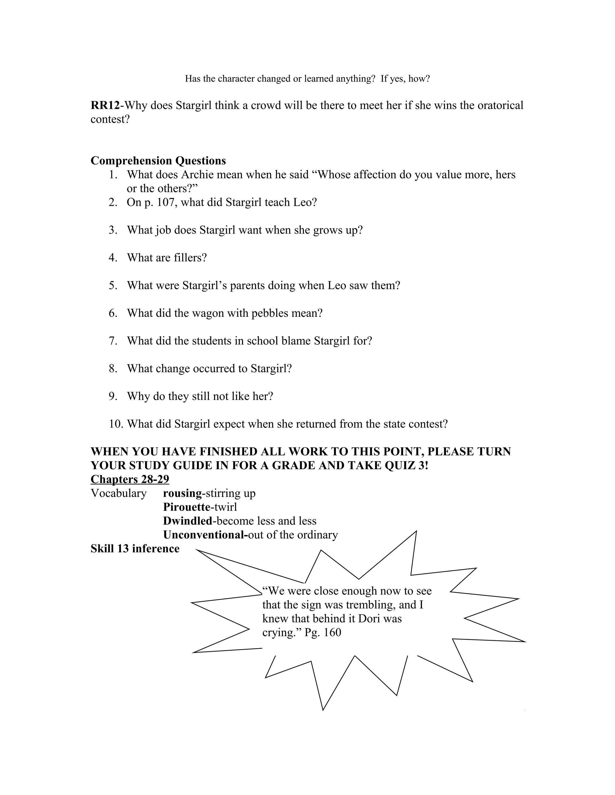 Stargirl study guide | DOC