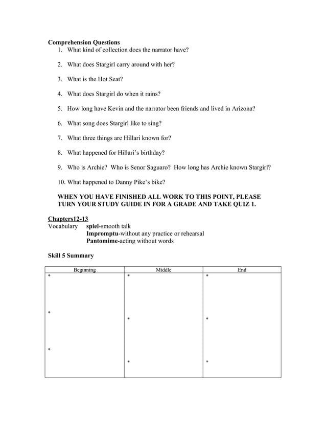 Stargirl study guide | DOC