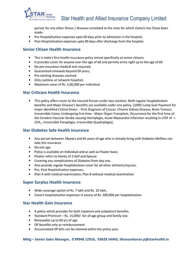 Star Health Insurance Coimbatore / starhealth / starhealthinsurance | PDF