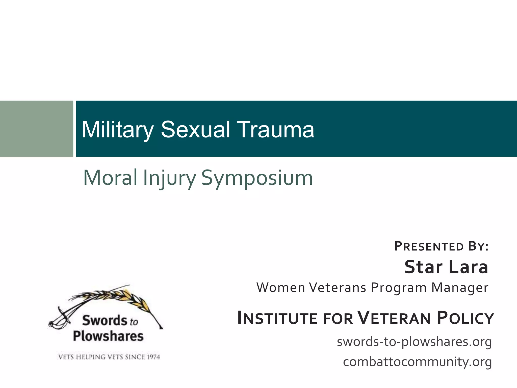 Moral Injury_Military Sexual Trauma | PPTX