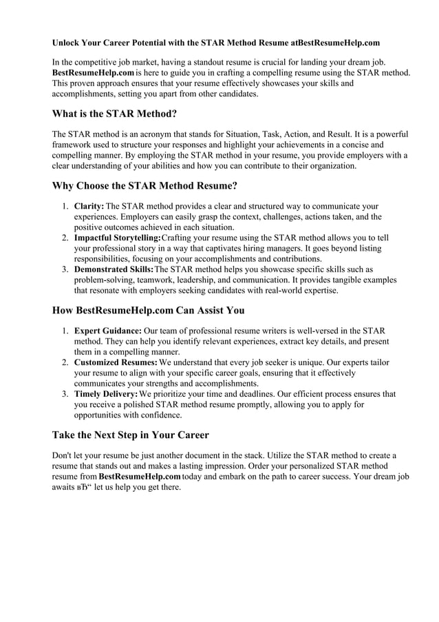 Star Method Resume | PDF