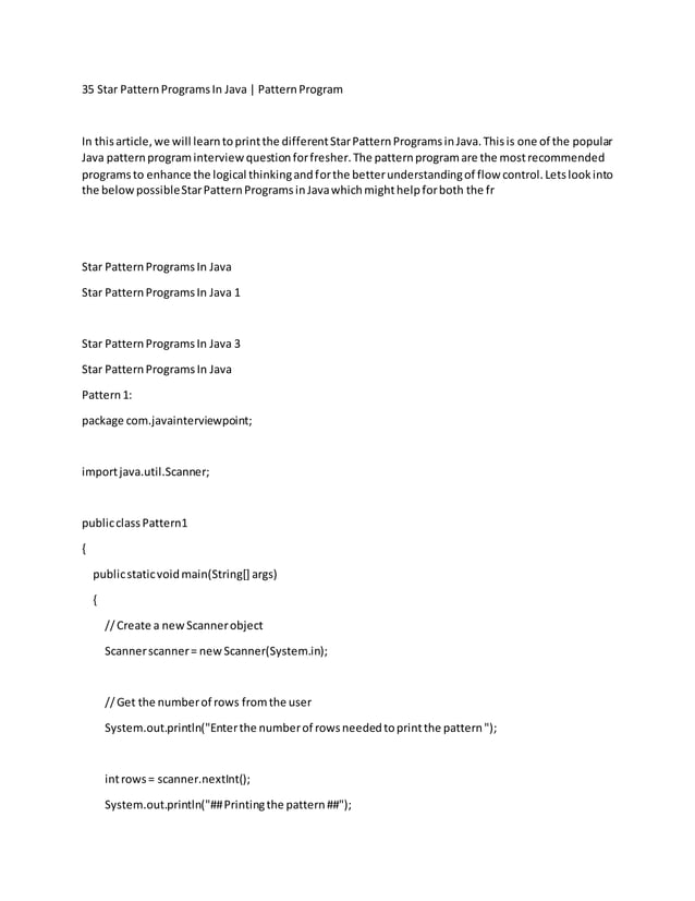 Star pattern programs in java Print Star pattern in java and print ...