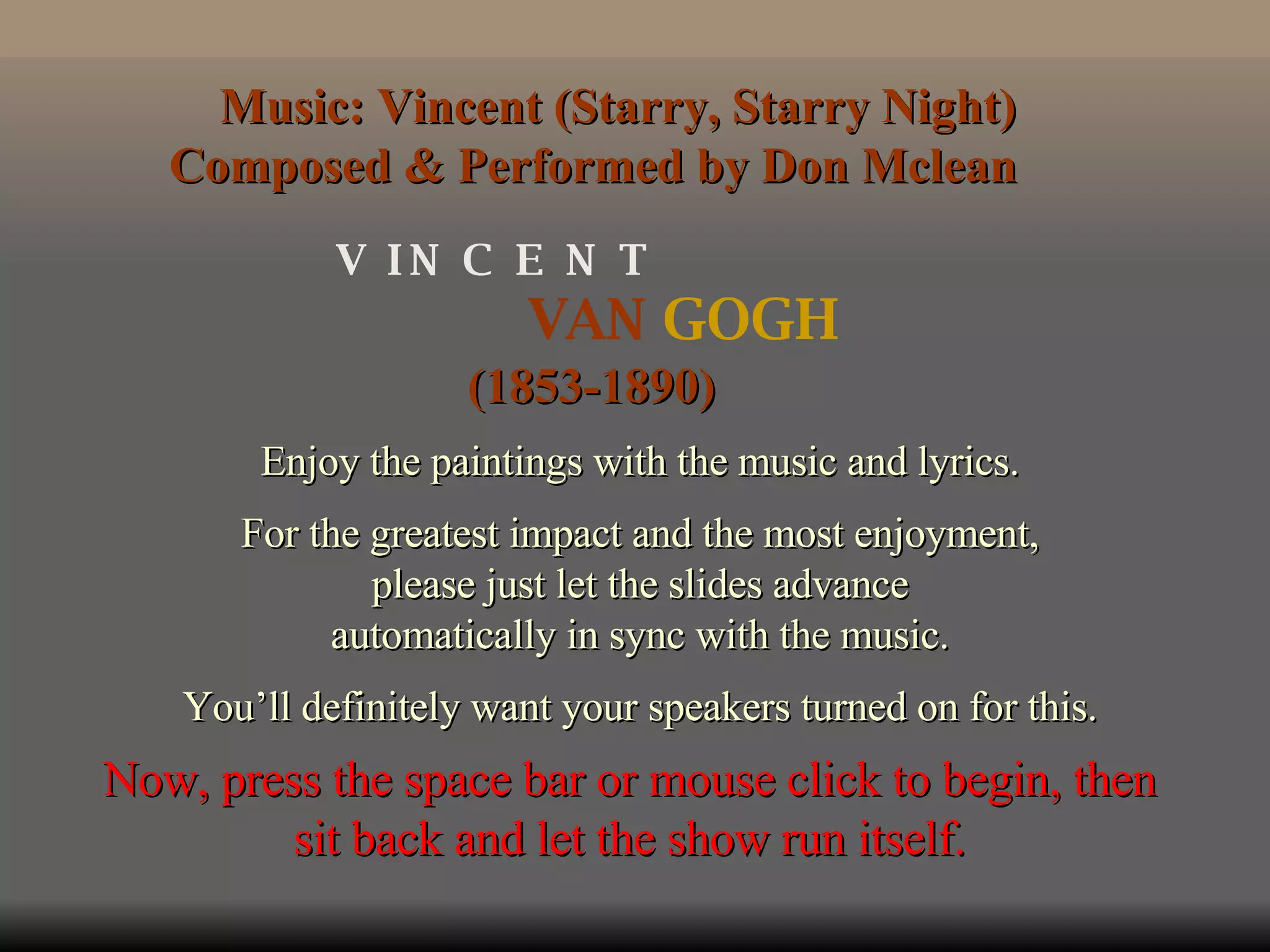 Starry Night by Van Gogh | PPT