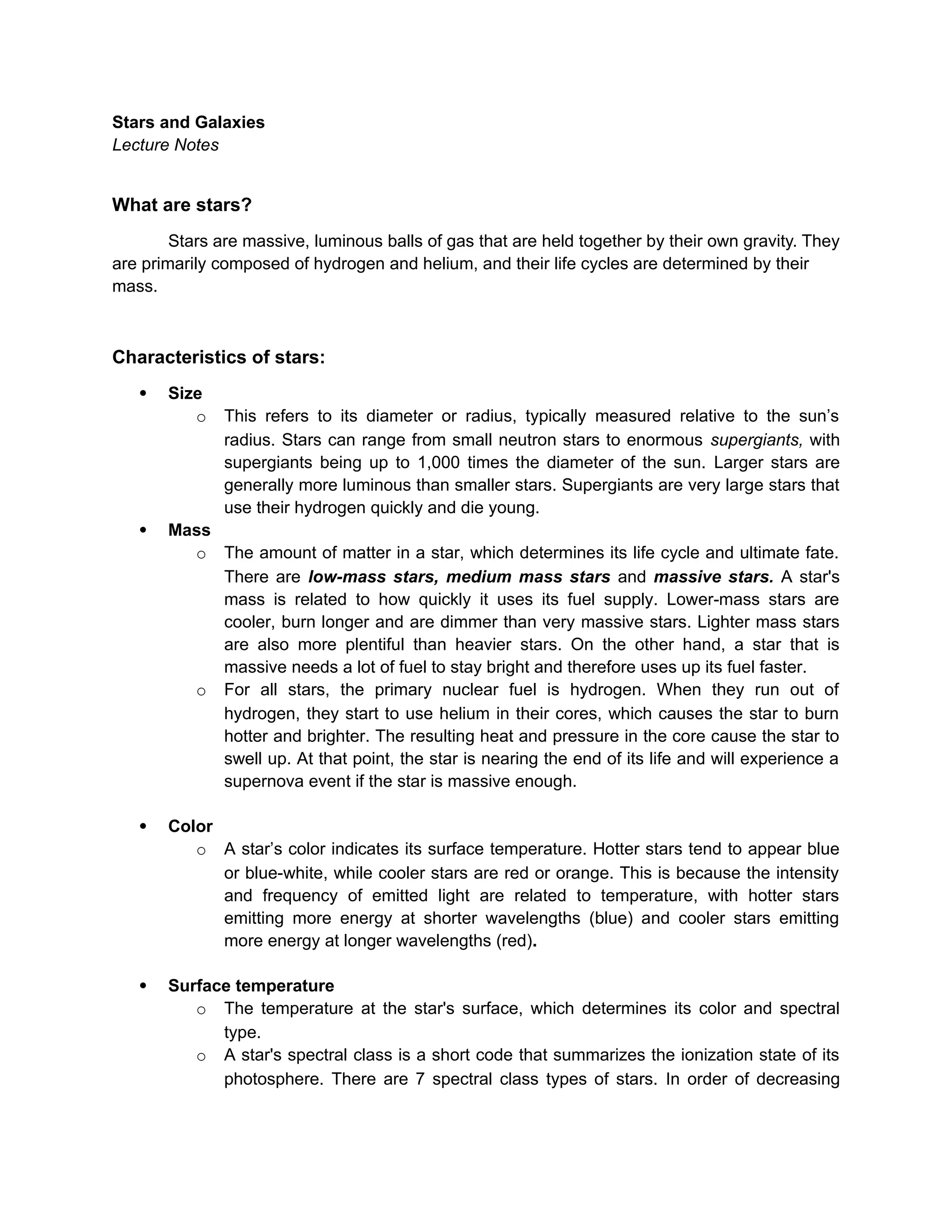 Earth and Space Stars-Galaxies_Notes.123