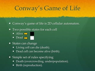 Population Dynamics in Conway’s Game of Life and its Variants | PPTX