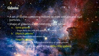 Science Form 2 Chapter 11:Stars and galaxies in the universe | PPTX